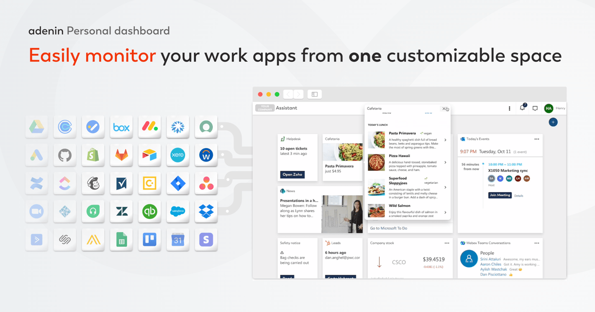 Personal dashboard for work applications - adenin